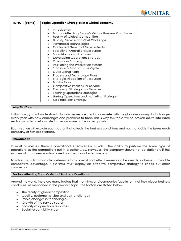 Topic 1 Part B | PDF | Strategic Management | Employment