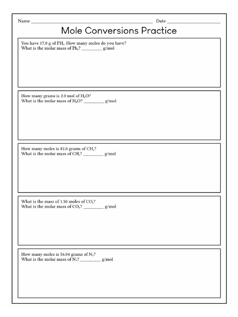 Mole Conversion Worksheet - 208026 | PDF