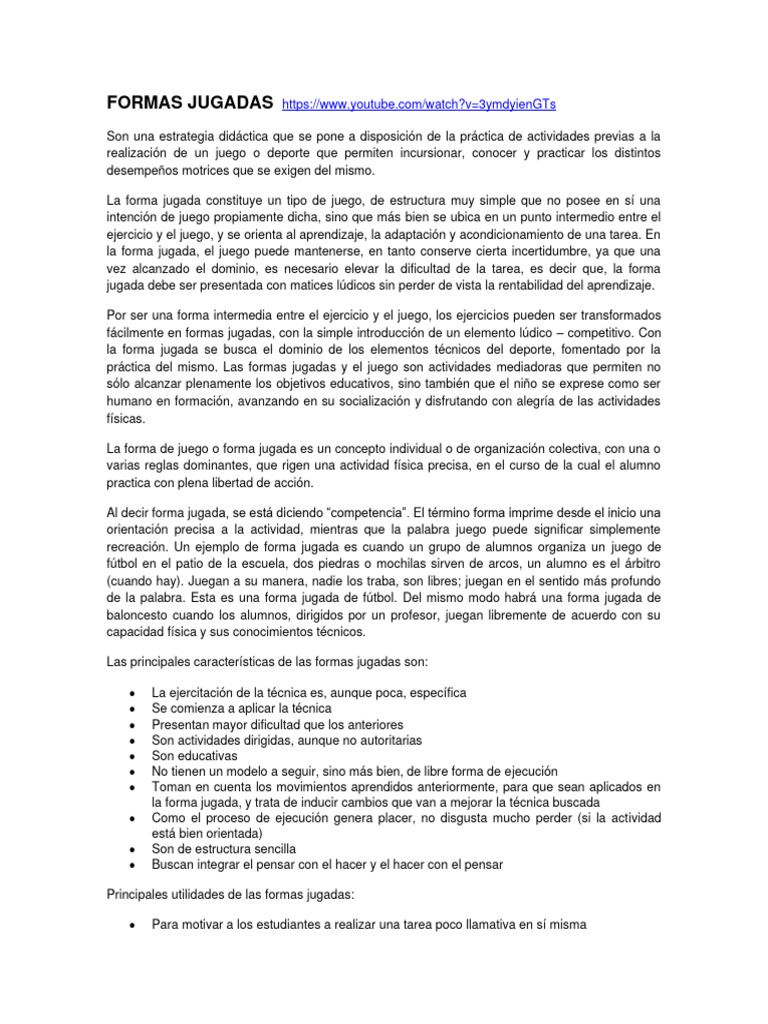 Formas Jugadas Jugos Modificados Y Deportes Adaptados Pdf Invalidez