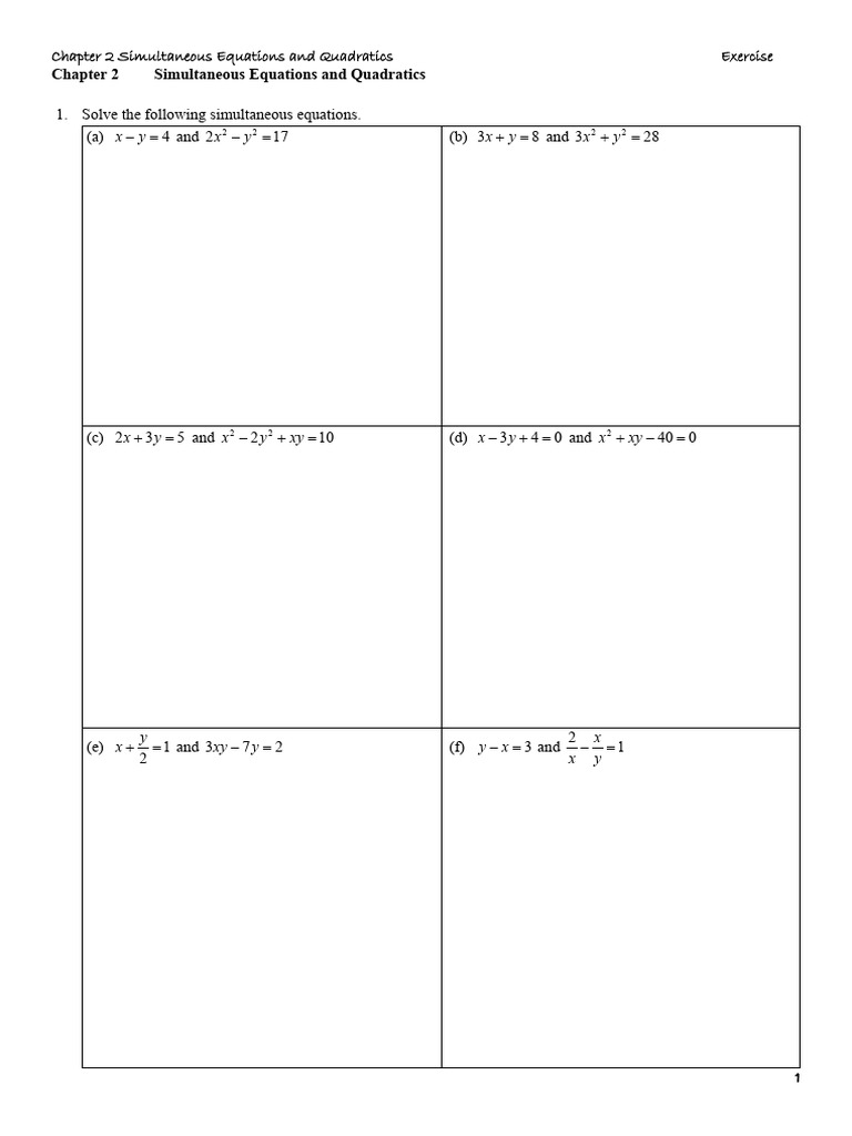 Exercise Chapter 2 | PDF | Quadratic Equation | Mathematical Objects