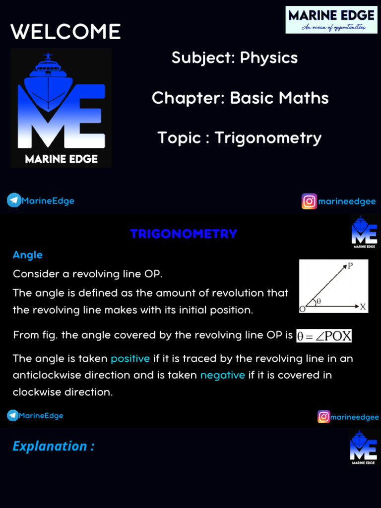 Basic Maths 01 Trigonometry | PDF | Angle | Trigonometry