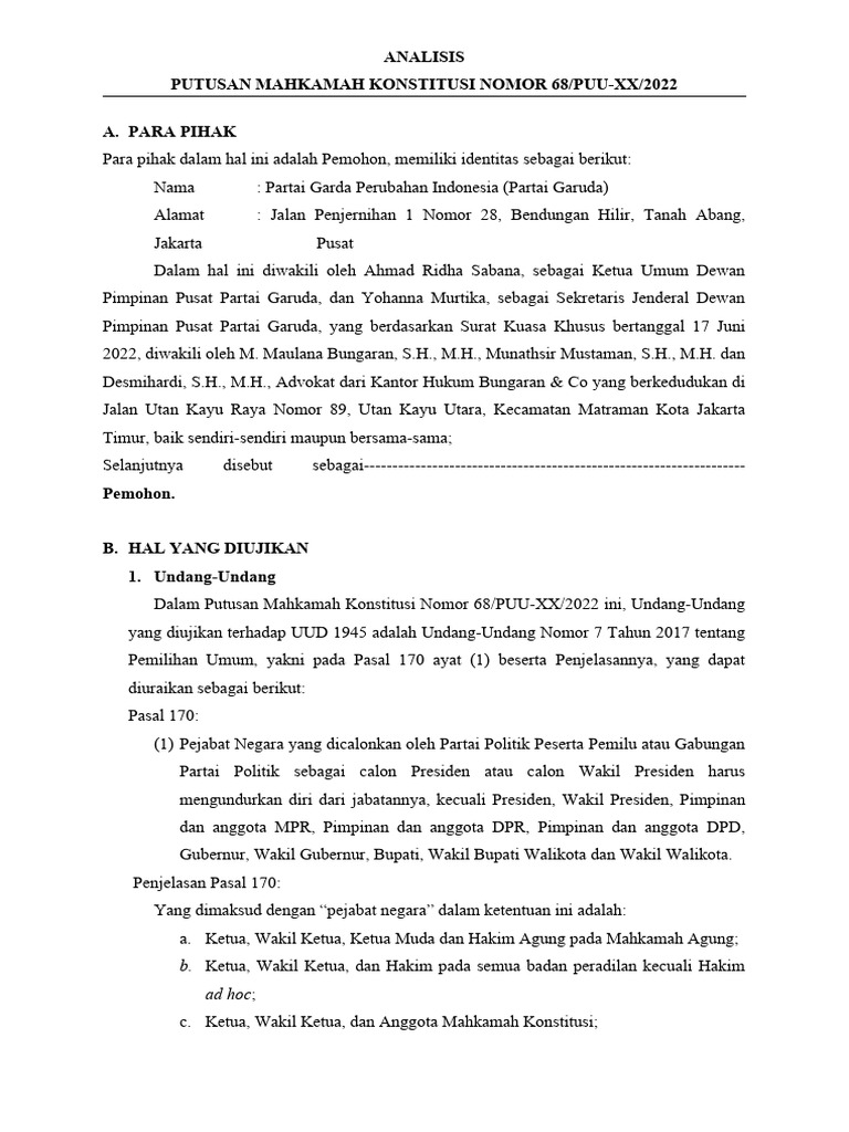 Analisis Putusan MK | PDF
