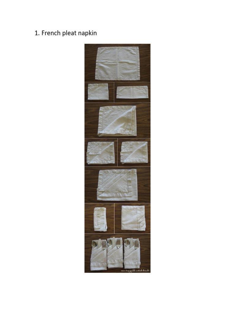 Creative Napkin Folding Techniques | PDF