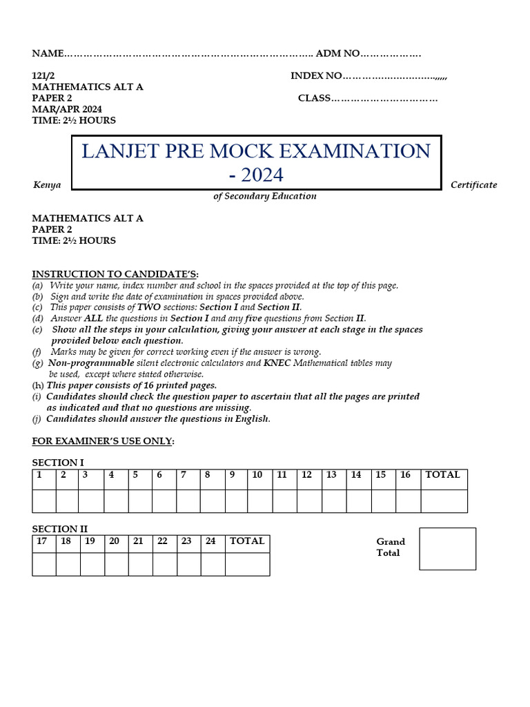 Maths F4 Pp2 Qns Pdf Circle Area