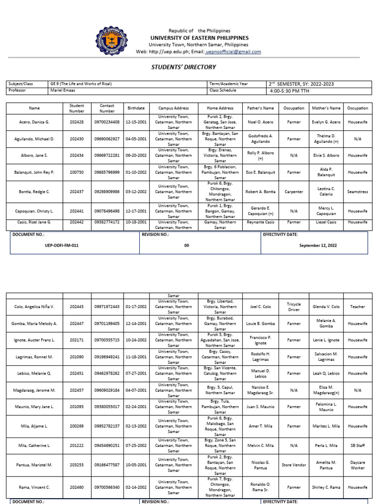 BSEd-Science-3-Students-Directory | PDF