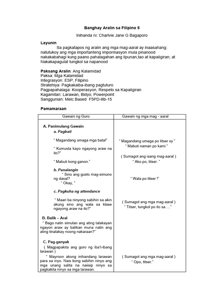 Banghay-Aralin-sa-Filipino-5 | PDF