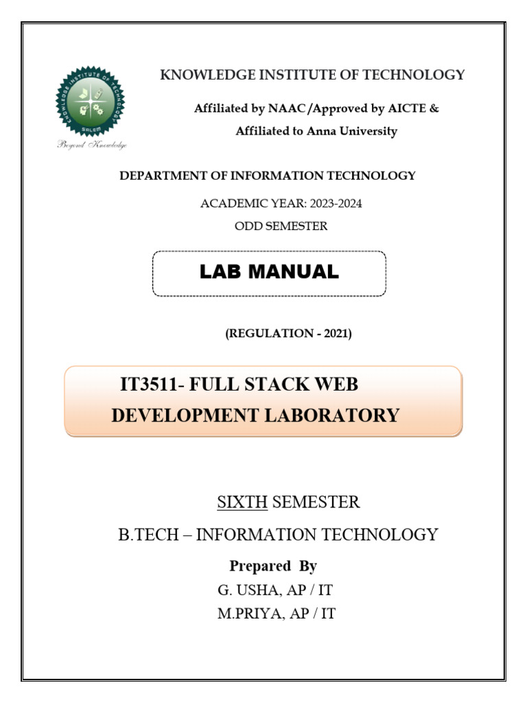 Full Stack Lab - MANUAL | Download Free PDF | Queue (Abstract Data Type) | Algorithms And Data ...