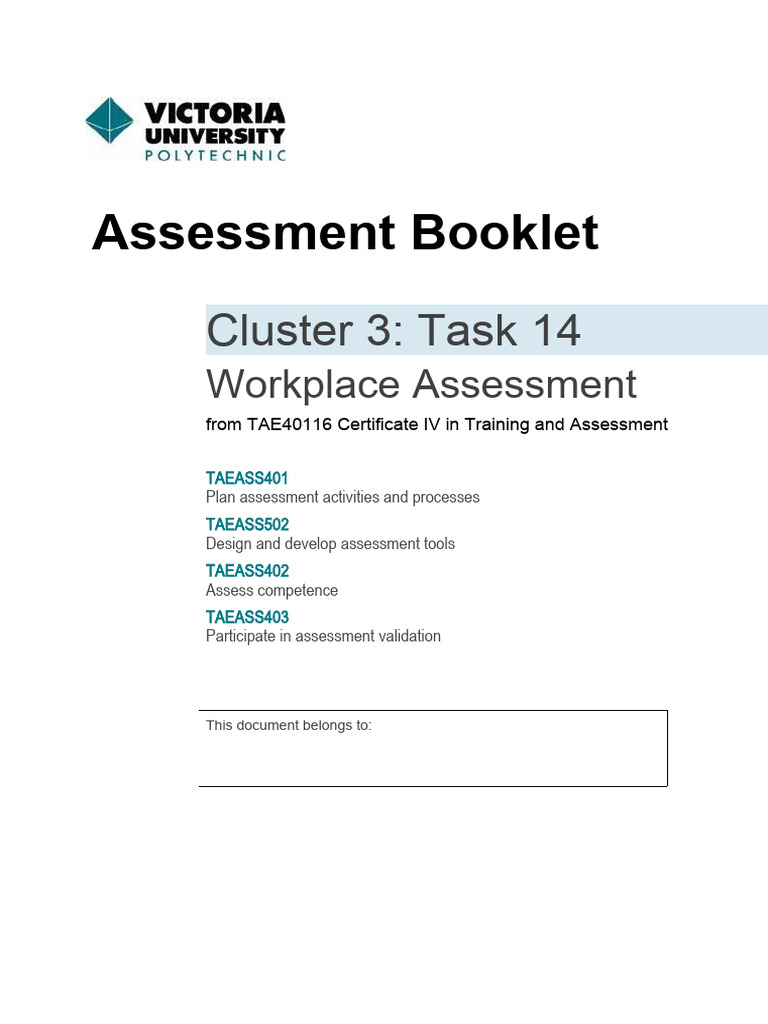Assessment Booklet: Cluster 3: Task 14 | PDF | Communication | Information