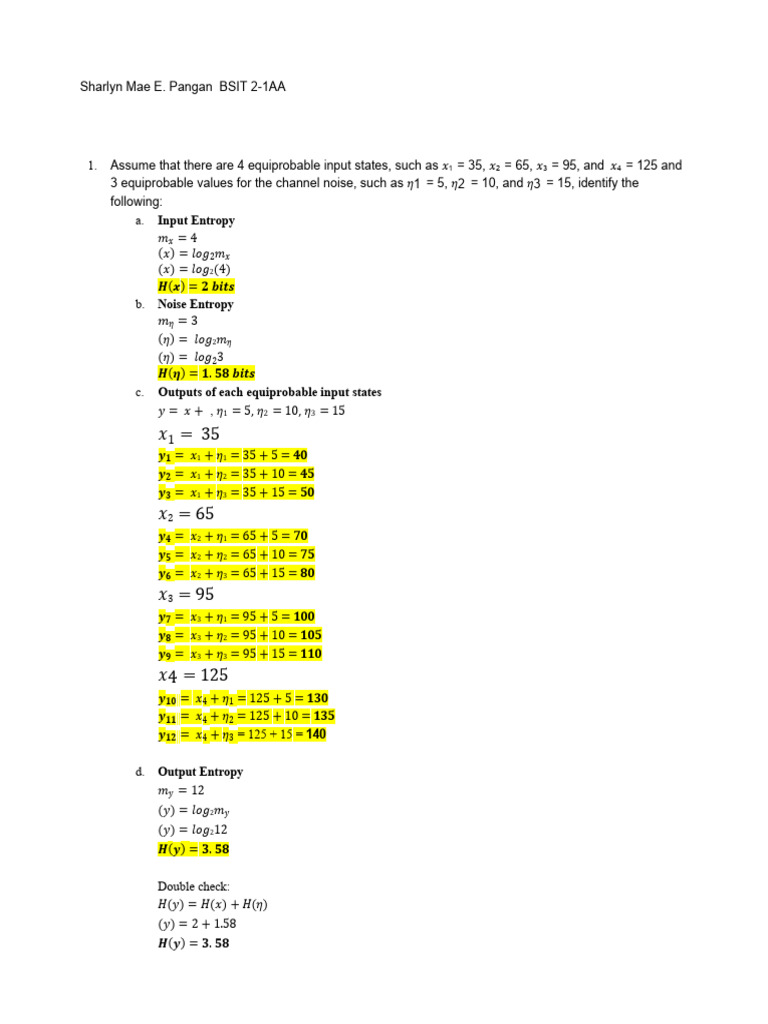 Input and Output Entropy Analysis | PDF