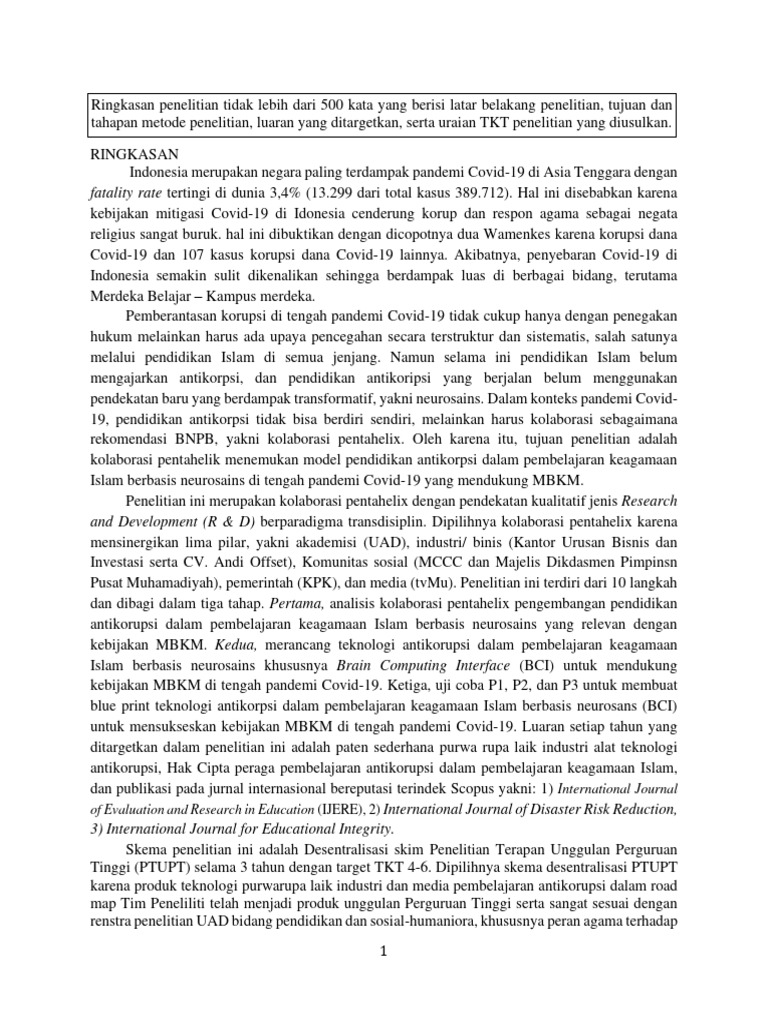 Contoh LB (Revisi. Suyadi PTUPT UAD Ristekdikti-BRIN 2020-2021 | PDF ...