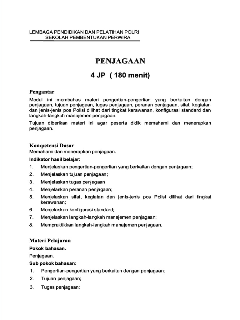 PDF Modul FT Sabhara 2022 Modul 32 Penjagaan - Compress | PDF