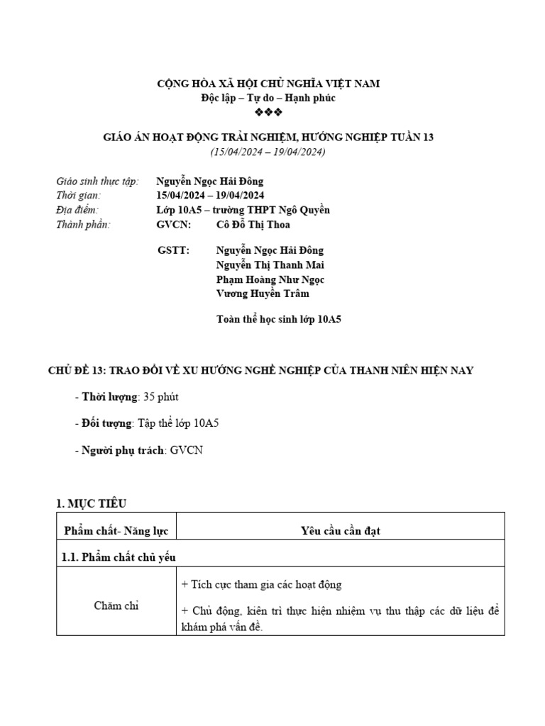 HDTNHN TUẦN 13 | PDF