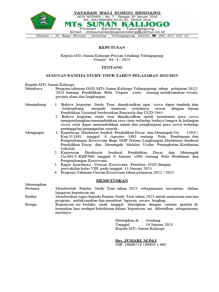 Proposal Study Tour Jan 2023 | PDF