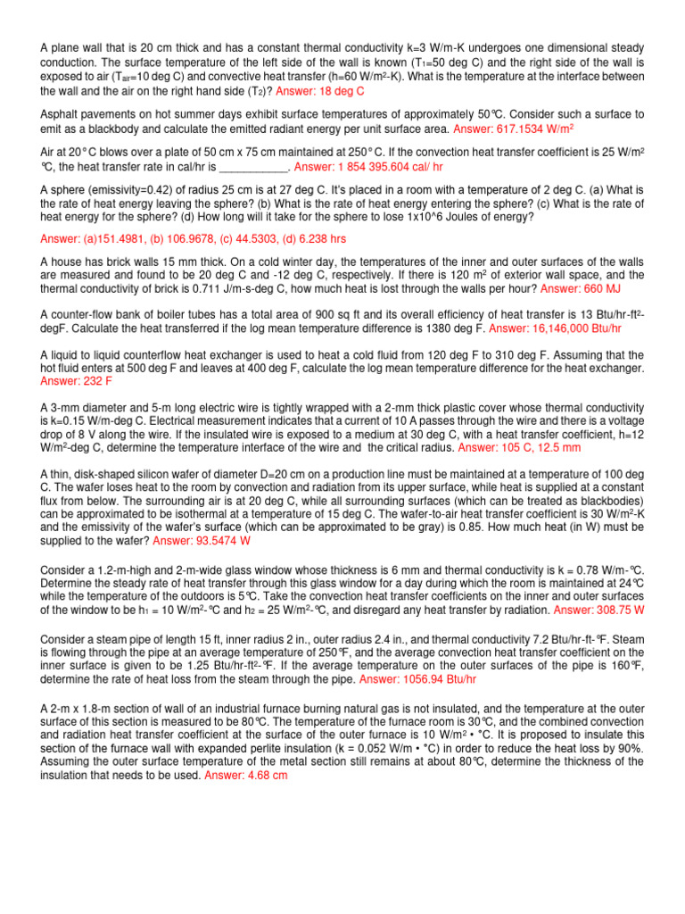 Practice Problems | PDF | Heat Transfer | Thermal Insulation
