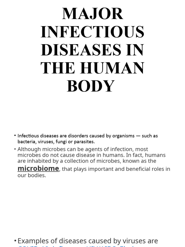 Major Infectious Diseases in The Human Body | Download Free PDF ...