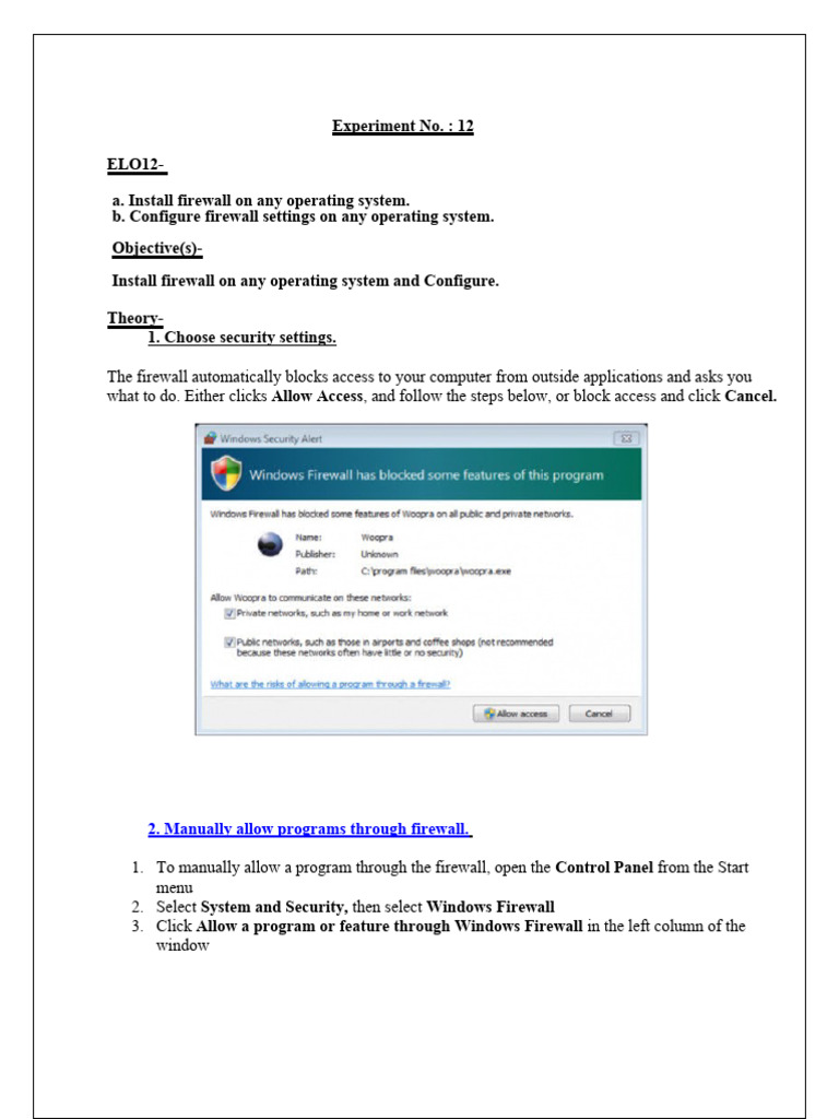 Expt 12 | PDF | Firewall (Computing) | Port (Computer Networking)