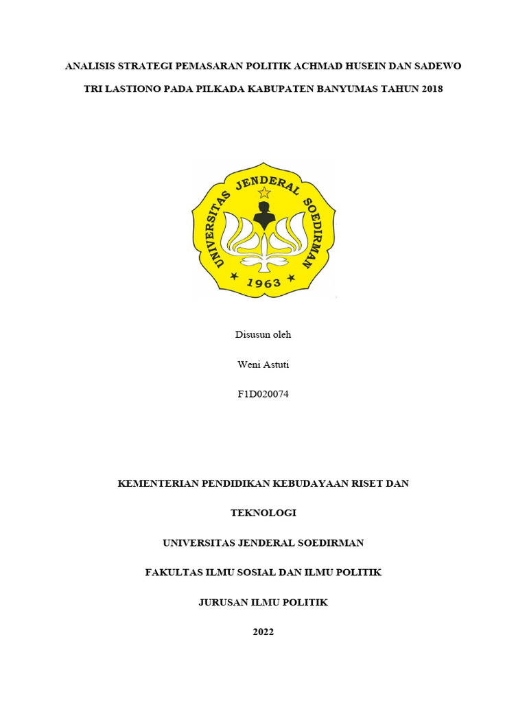 Analisis Strategi Pemasaran Politik Achmad Husein Dan Sadewo Tri ...