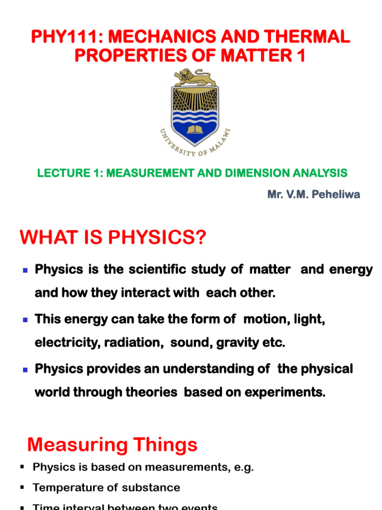 Lecture 1 PDF | Download Free PDF | International System Of Units | Kilogram