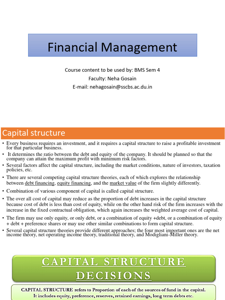 Financial Management - Session 2 | PDF | Capital Structure | Cost Of ...