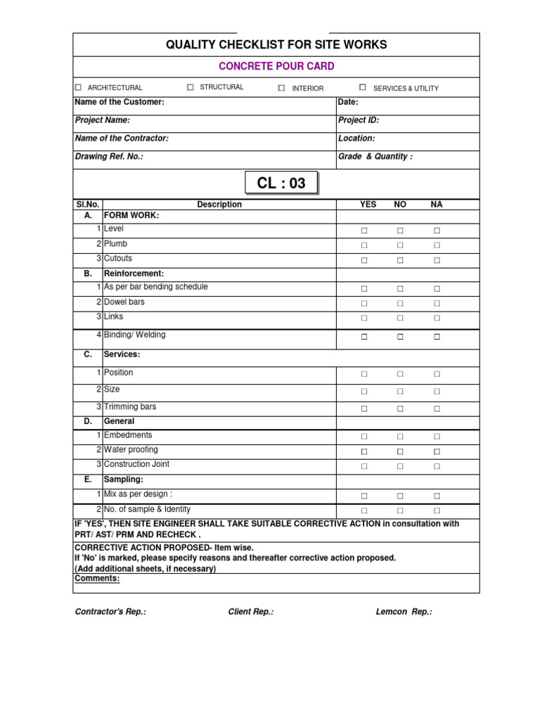 4checklist For Site Works | PDF