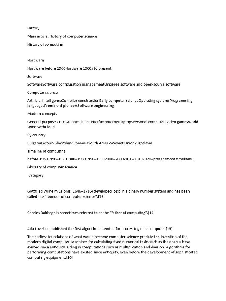 CS History | PDF | Computer Science | Science