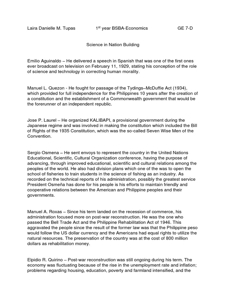 Science of Nation Building | PDF | Philippines