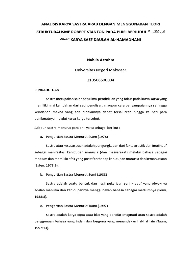 Analisis Puisi Nusus Adab | PDF