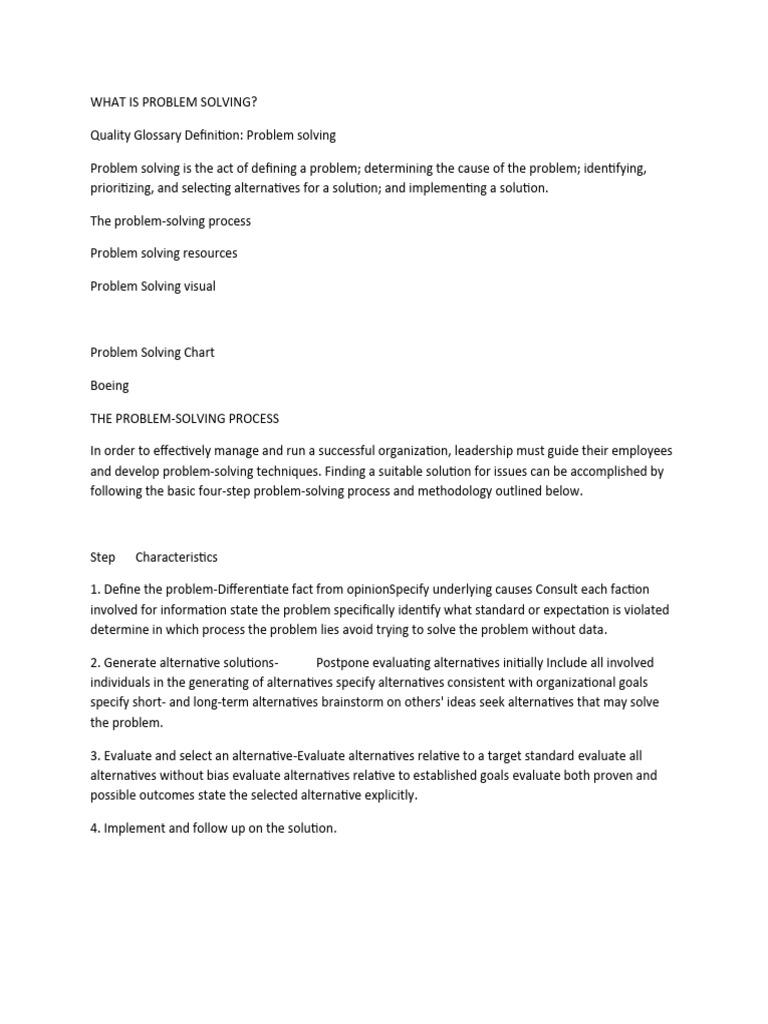 Problem Solving Process Explained | PDF | Business