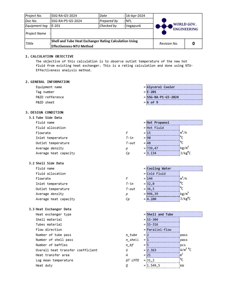 Shell and Tube Heat Exchanger NTU-Rating | PDF | Heat Exchanger | Density