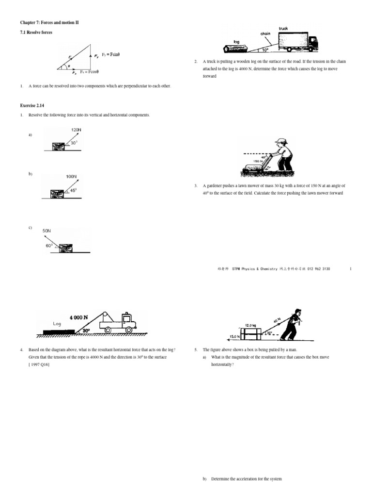 Force and Motion: Key Concepts and Exercises | PDF | Force | Potential ...