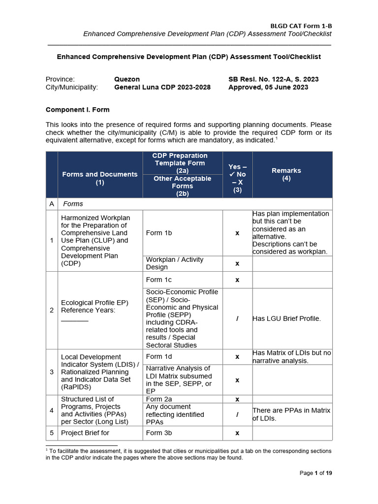 Quezon CDP Assessment Tool 2023 | PDF | Disaster Risk Reduction ...
