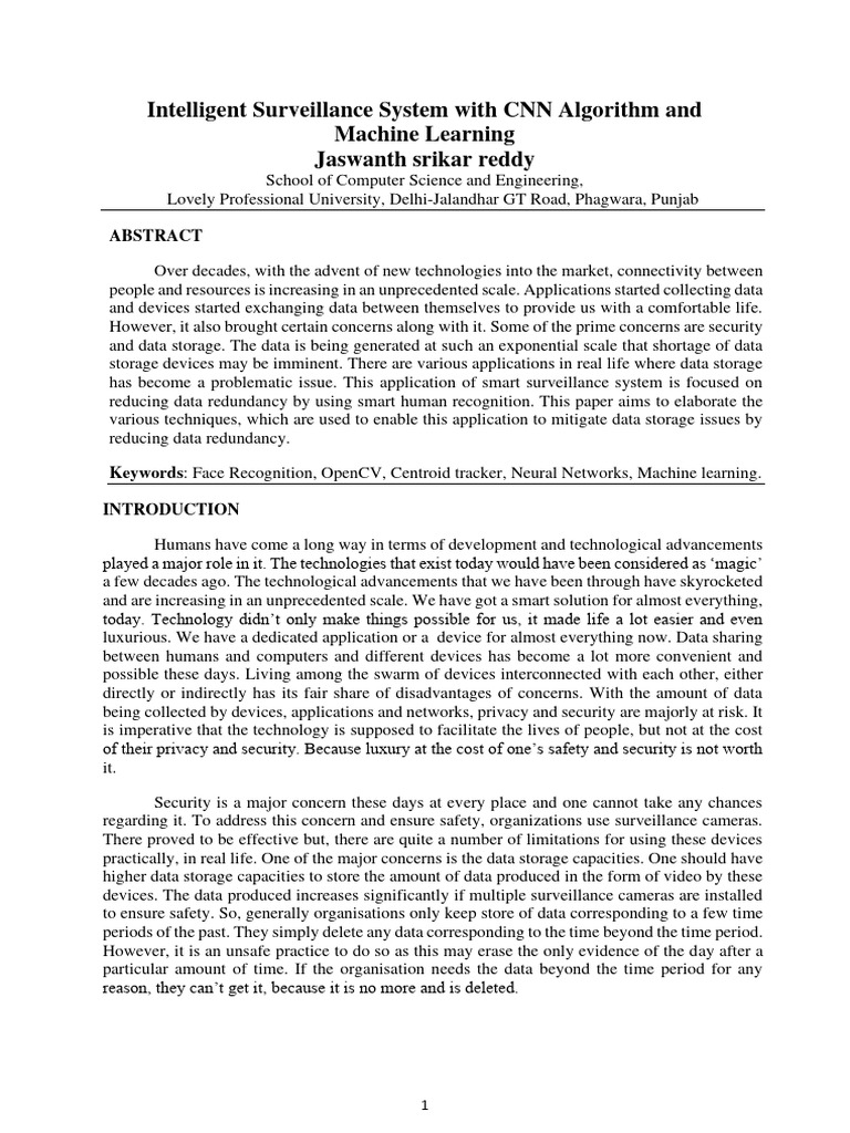 Intelligent Surveillance System With Machine Learning | PDF | Artificial Neural Network ...