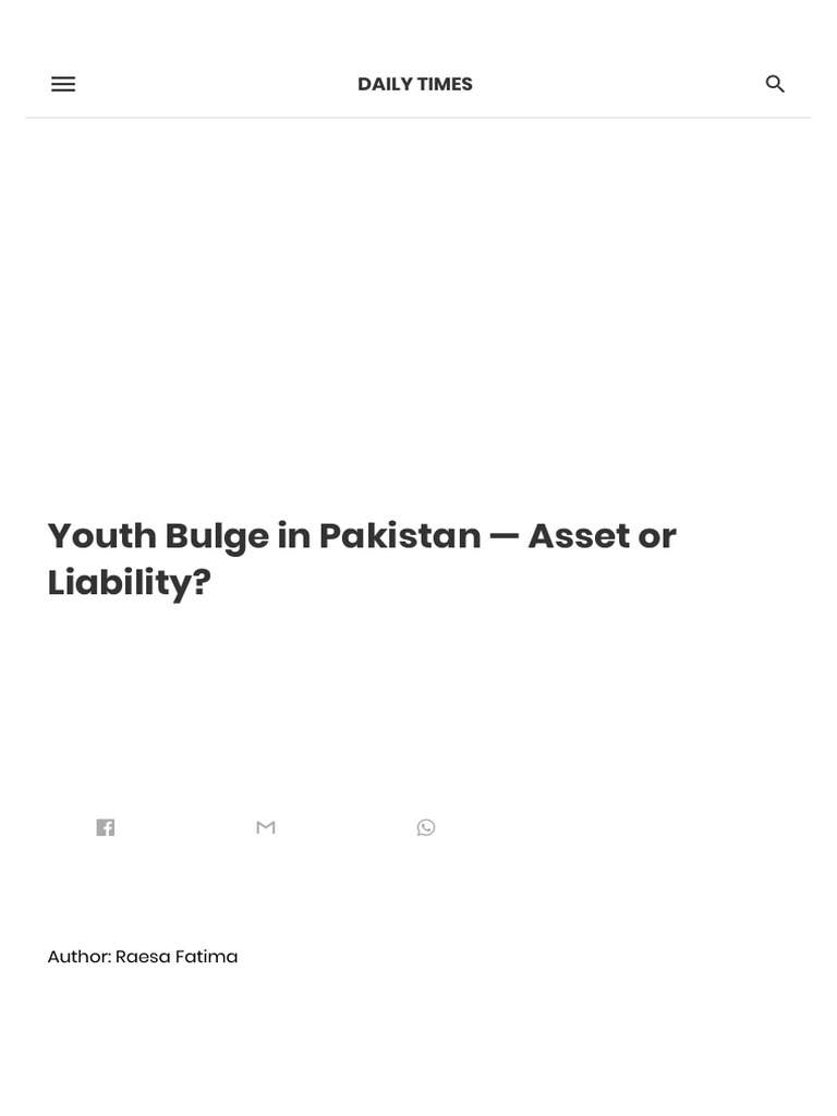 Youth Bulge In Pakistan Asset Or Liability D Pdf Civic