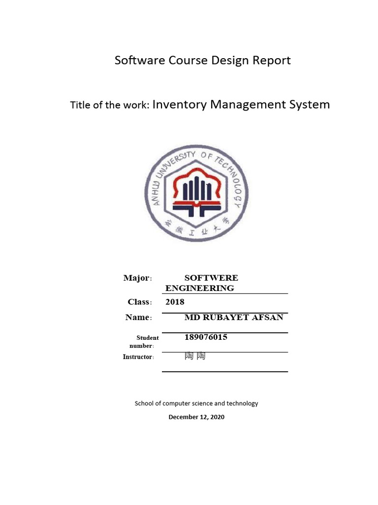 Inventory Management System Report | PDF | Databases | Inventory
