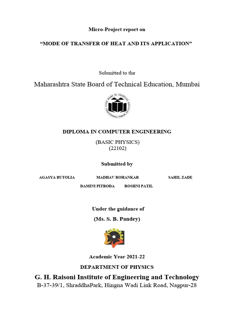 Format For Physics Microproject | PDF | Heat Transfer | Heat