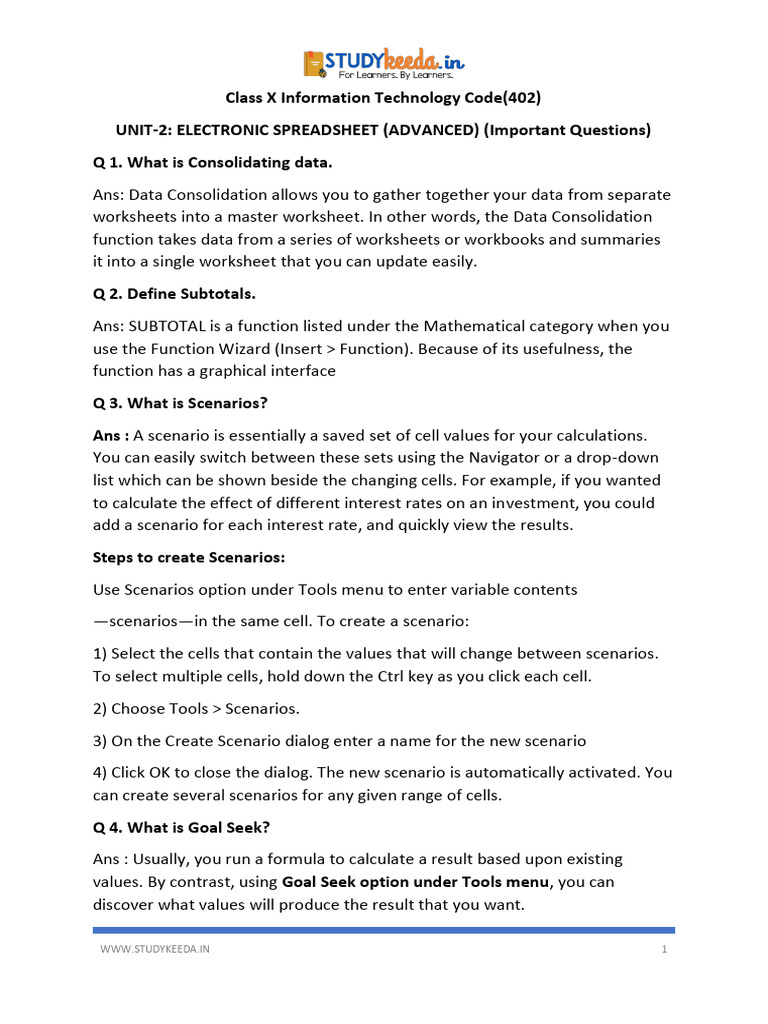 Unit2 - Class X Information Technology Code402 - Important - QA | PDF ... Unit2 - Class X Information Technology Code402 - Important - QA | PDF ...