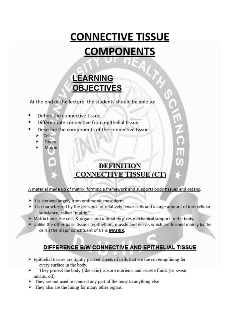 HISTOLOGY Connective Tissue (Components) | PDF | Collagen | Connective ...