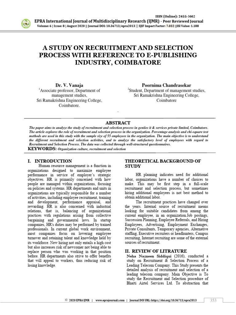 1133pm - 50.EPRA JOURNALS-4943 | PDF | Recruitment | Null Hypothesis