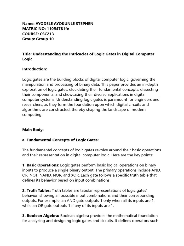 csc213 Assignment | PDF | Logic Gate | Electronic Circuits