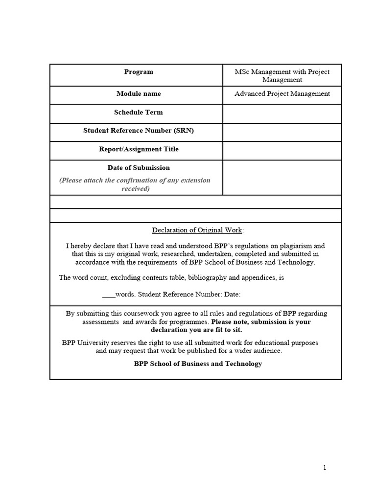 Program Module Name Schedule Term Student Reference Number (SRN) Report/Assignment Title Date of ...