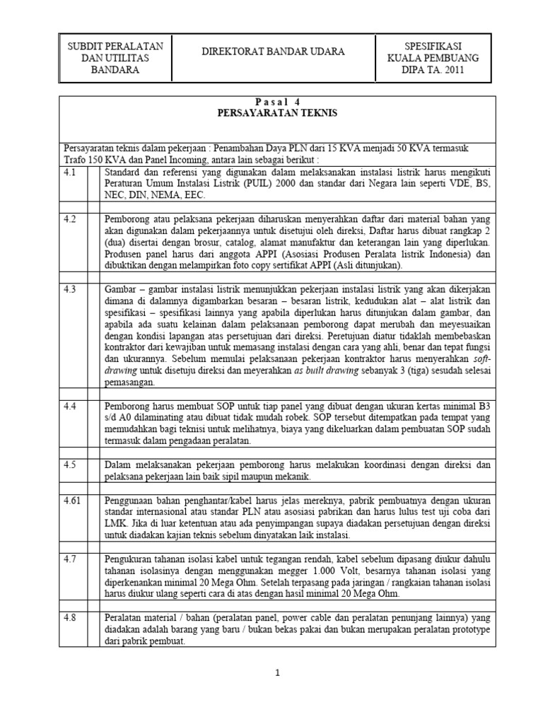 Spek Teknis Tambah Daya | PDF | Teknologi & Rekayasa
