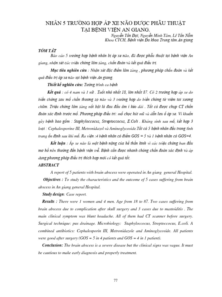 k2 - Attachments - NHAN 5 TRUONG HOP APXE NAO DUOC PHAU THUAT TAI BVAG | PDF