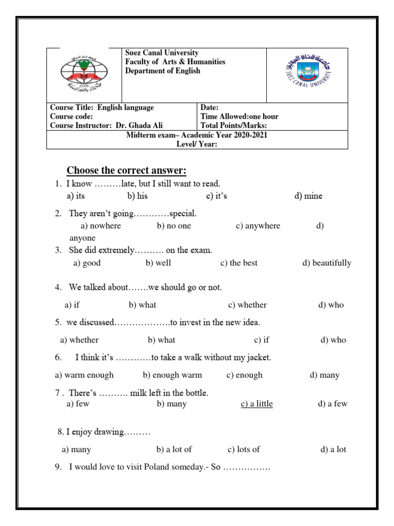 Mid Term English 2020-2021 | PDF | Language Arts & Discipline | Home ...
