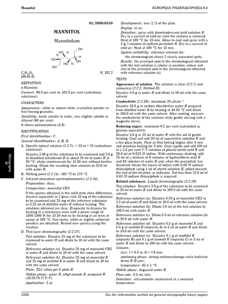 Mannitol 0559e | PDF | Thin Layer Chromatography | Solubility