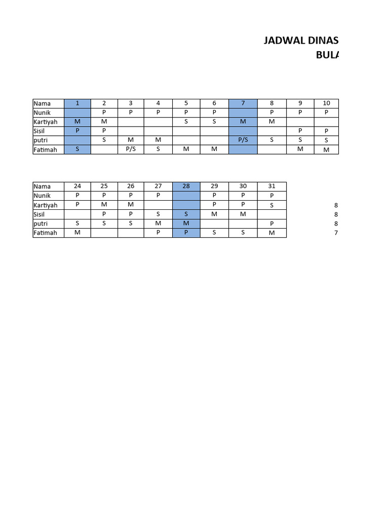 Jadwal Shift 2024 | PDF