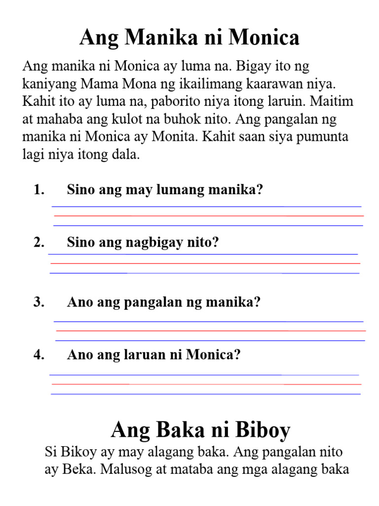 Filipino Reading With Comprehension | PDF