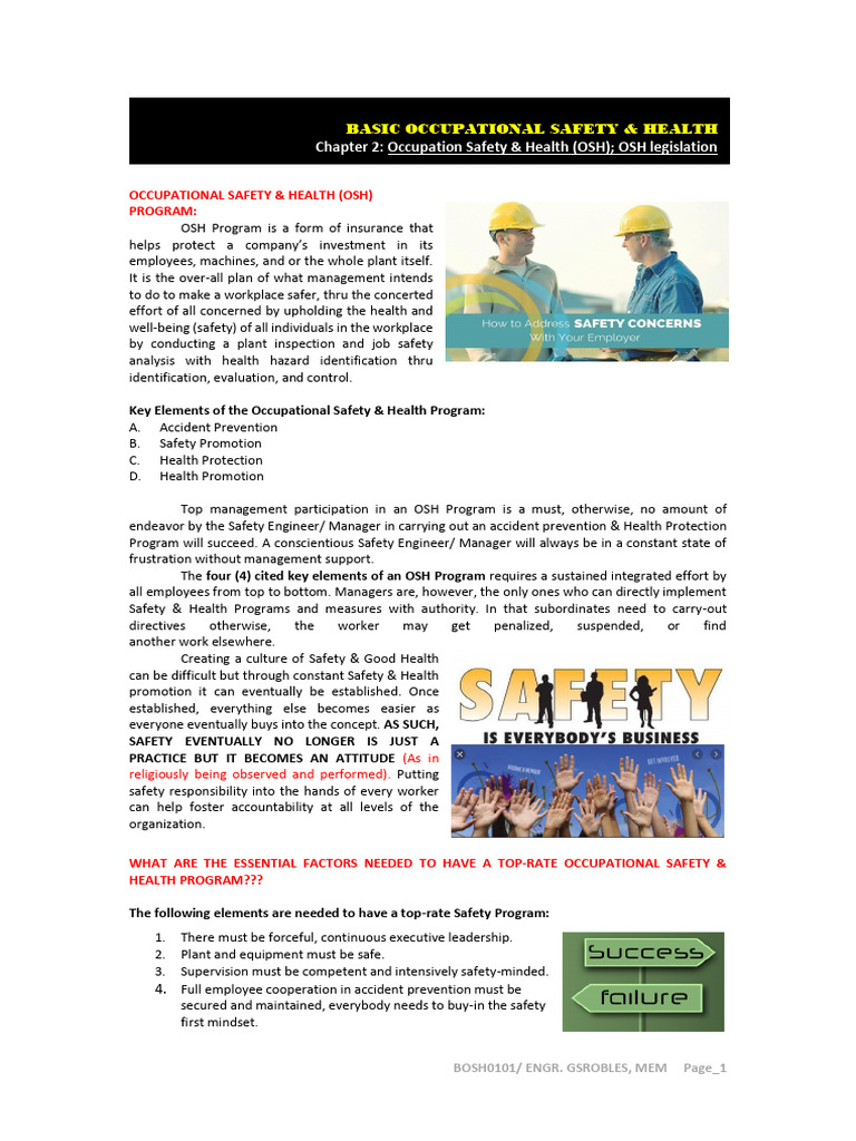 Essential Elements of OSH Programs | PDF | Occupational Safety And ...