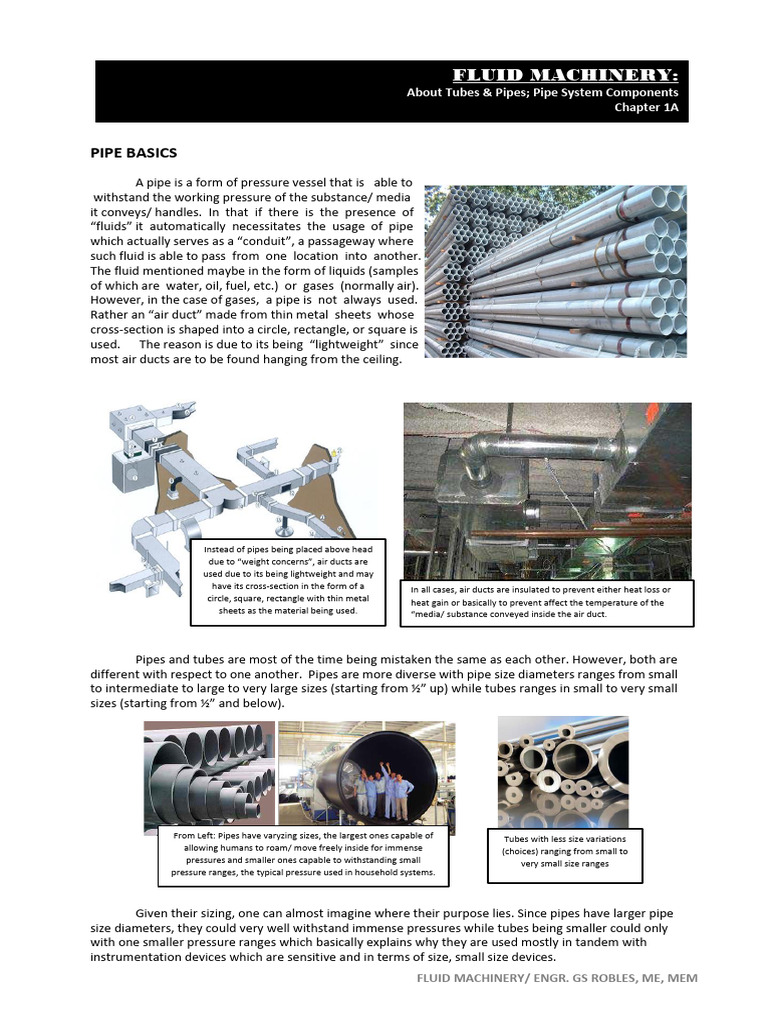 1A - About Tubes & Pipes Pipe System Components | PDF | Pipe (Fluid ...