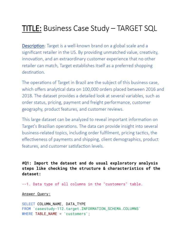 I Have Done This SQL Business Case Study On TARGET 1714205917 | PDF ...