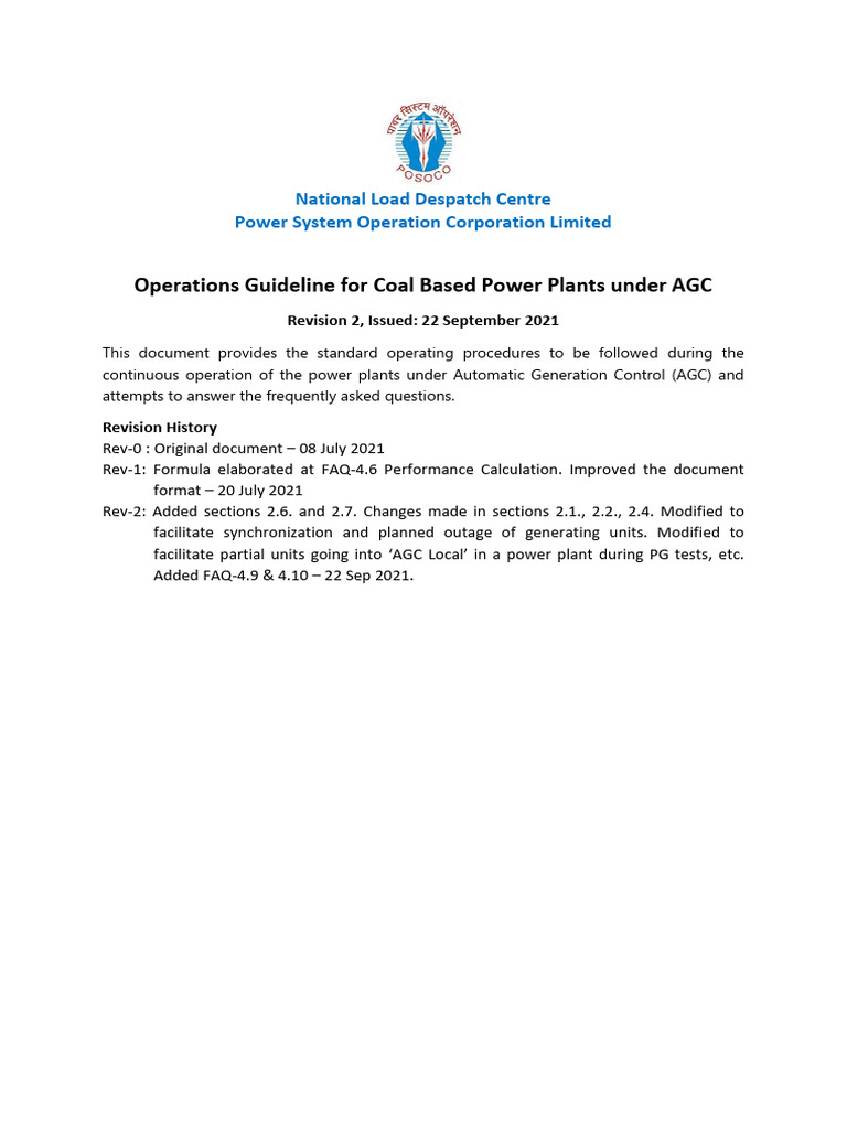 Operations Guideline For Power Plants - 22sep2021 - Coal | PDF | Power ...
